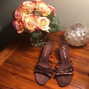 Nina | Shoes | Nina Brand Brown Beaded Heels | Poshmark